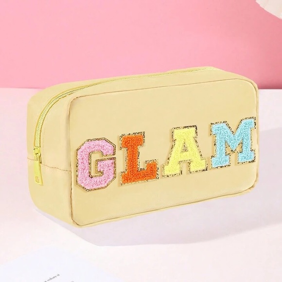 Bags | Preppy Makeup Bag Travel Toiletry Bag Chenille Letter Nylon ...